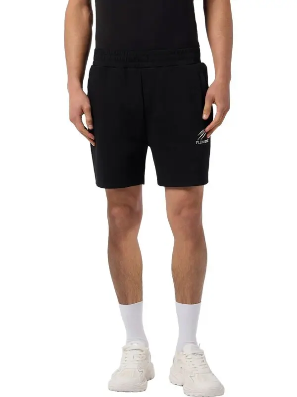 PLEIN SPORT Cotton Blend Jogging Shorts - Black