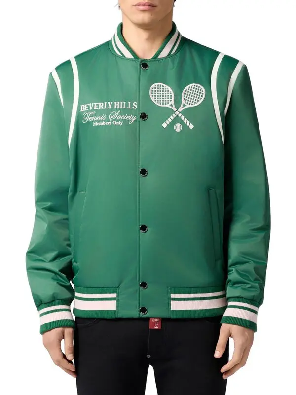 Philipp Plein Tennis Club Varsity Jacket - Green