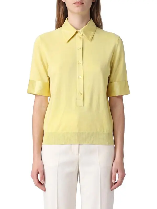 SEMICOUTURE Silk And Virgin Wool Polo Shirt - Yellow