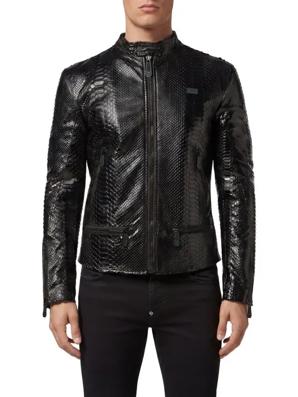 Philipp Plein Textured Zip-up Jacket - Black
