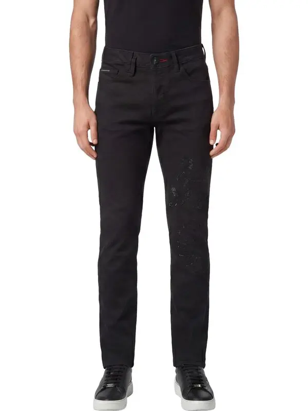 Philipp Plein Embellished Straight Leg Jeans - Black