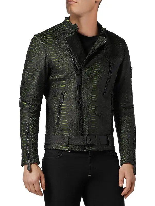 Philipp Plein Textured Moto Jacket - Black