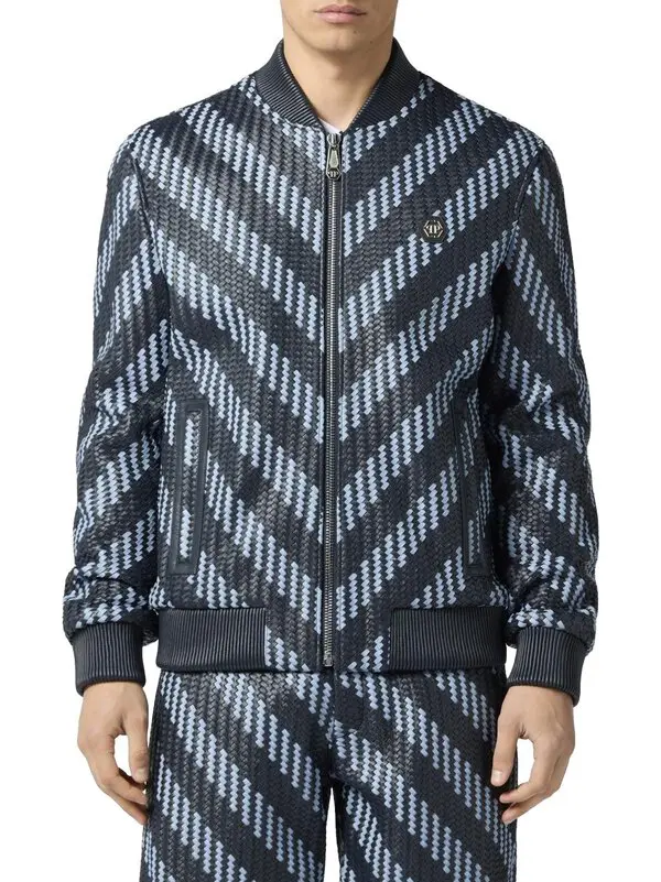 Philipp Plein Bomber Jacket With Geometric Print - Multicolor