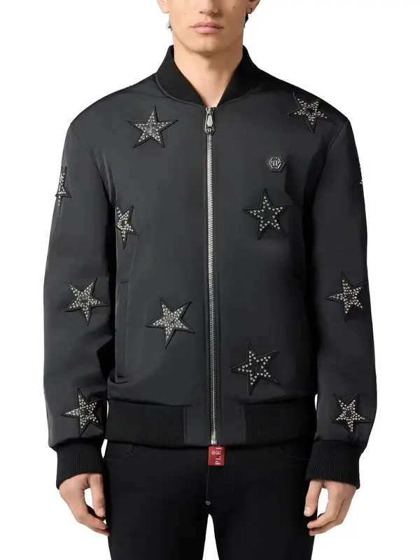 Philipp Plein Embellished Star Bomber Jacket - Black