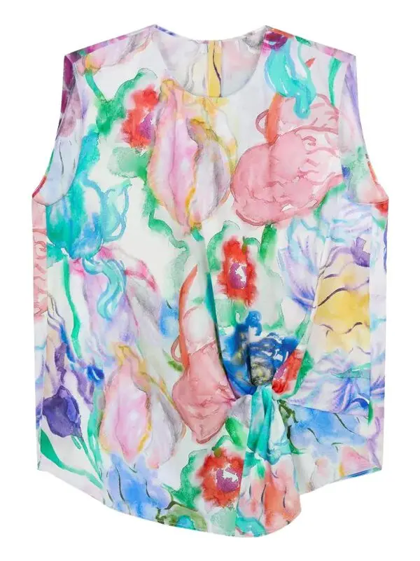JNBY Floral-print Sleeveless Blouse - Blue