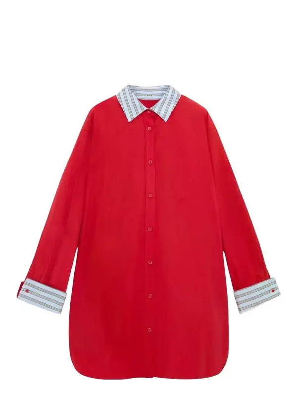 Loewe Contrast Collar Mini Shirt Dress - Red