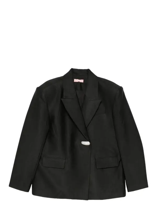 TWENTY FOURHAITCH Crystal Embellished Button Jacket - Black