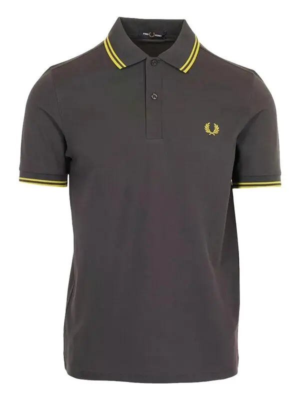 Fred Perry Tipping-detail Laurel Wreath Polo Shirt - Grey