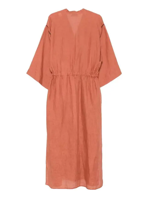Valentino Garavani 1980s Drawstring Waist Linen Dress - Brown