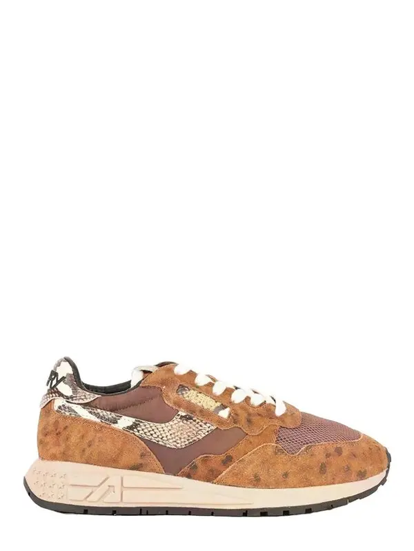 AUTRY Reelwind Low Sneakers In Leopard And Python Print - Brown
