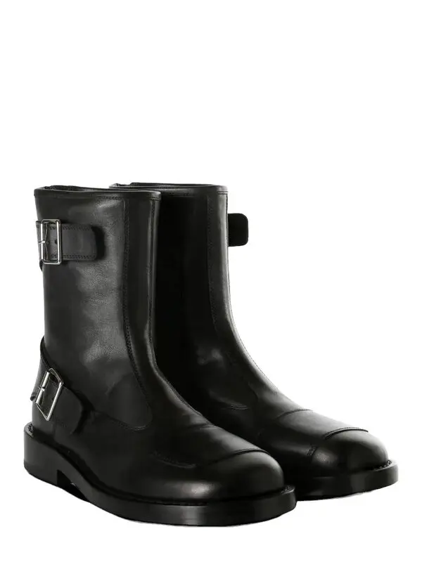ANN DEMEULEMEESTER Buckle-strap Leather Boots - Black