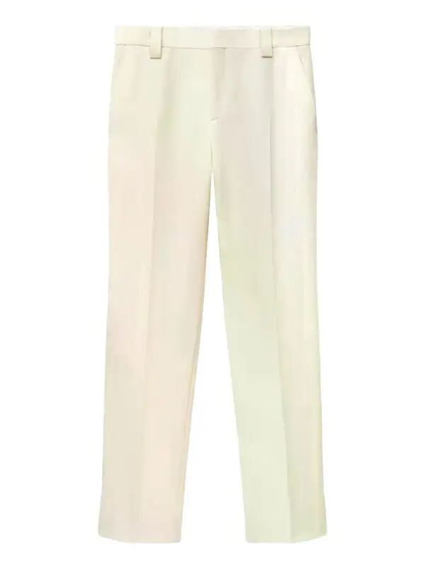 Versace Tailored Trousers With Logo Patch - Neutrals