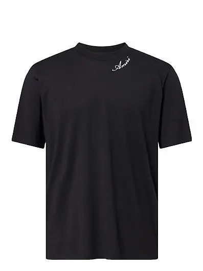 Amiri Script Embroidered Logo Cotton Modal T-shirt - Black