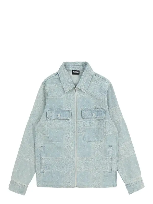 PLEASURES Denim Work Jacket With Paisley Print - Blue