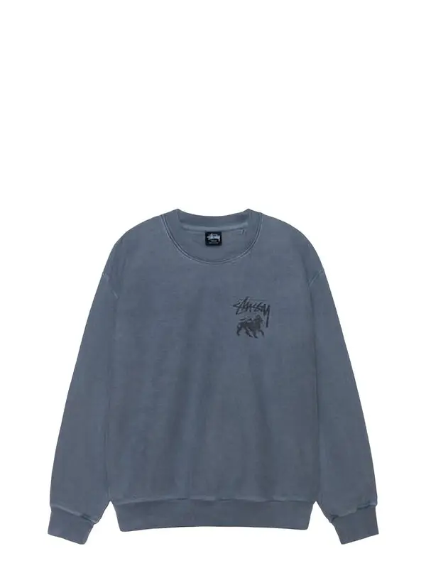 StÜssy Rasta Lion Pigment Dyed Crewneck - Blue