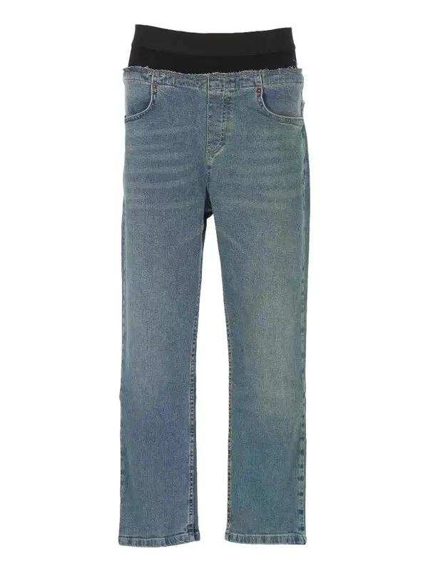 PROTOTYPES Layered Waistband Whiskered Jeans - Blue