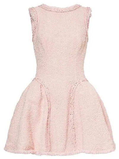 SELF-PORTRAIT Sleeveless Bouclé Woven Mini Dress - Pink