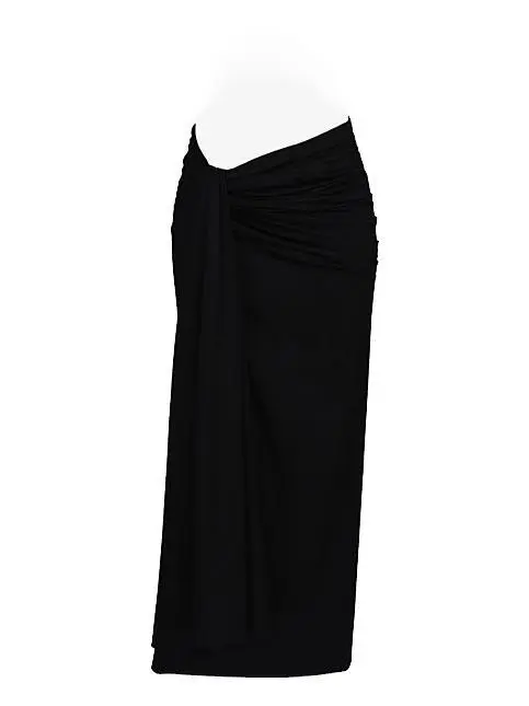 House Of Cb Draped Stretch-cotton Midi Skirt - Black