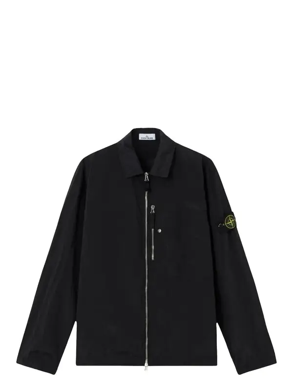 Stone Island Zip-up Shirt Coat - Black