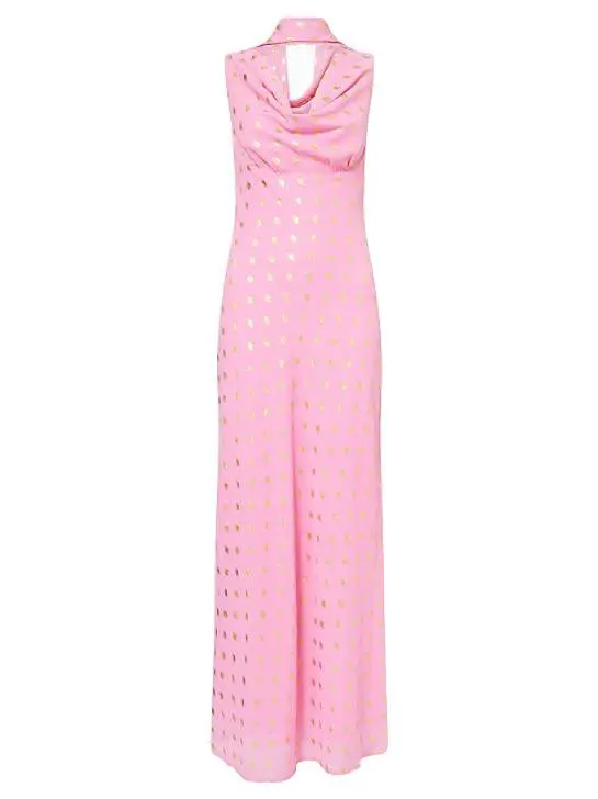 NEVER FULLY DRESSED Sophie Draped Woven Maxi Dress - Pink