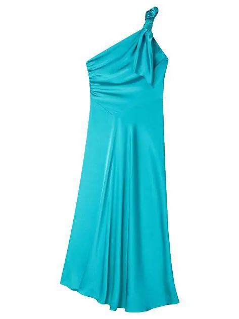 Sandro One-shoulder Sleeveless Satin Maxi Dress - Green