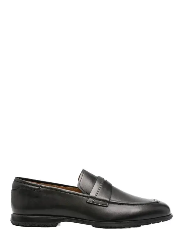 JOHN HARRISON Penny-strap Leather Loafers - Black
