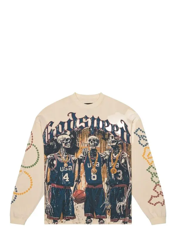 GODSPEED Dream Team Graphic Long Sleeve T-shirt - Cream