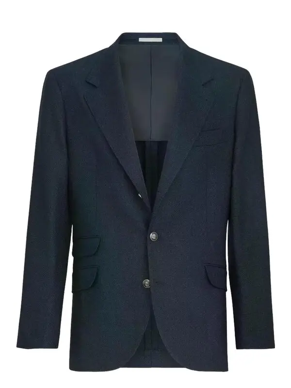 Brunello Cucinelli Mouliné Virgin-wool Twill Deconstructed Cavallo Blazer With Metal Buttons - Blue