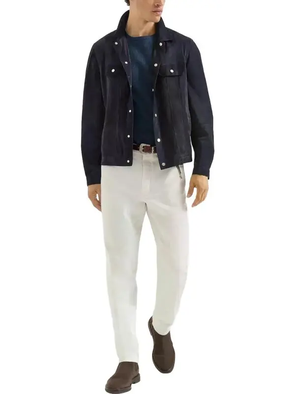 Brunello Cucinelli Denim-effect Ribbed Cotton Jersey Crew-neck T-shirt - Blue