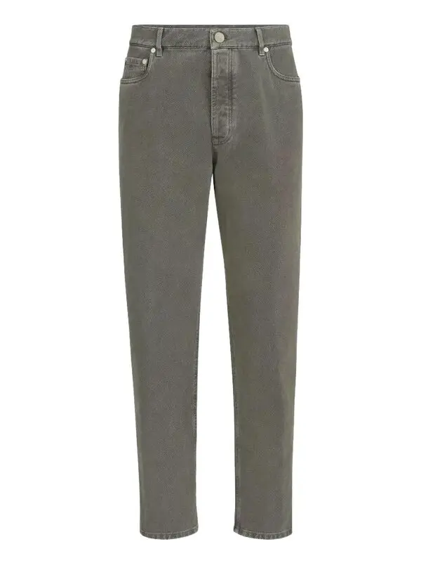Brunello Cucinelli Iconic Fit Five-pocket Garment-dyed Denim Trousers - Grey