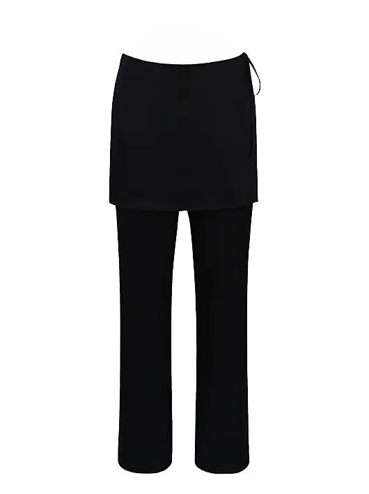 House Of Cb Leona Sateen Trousers With Over-skirt - Black