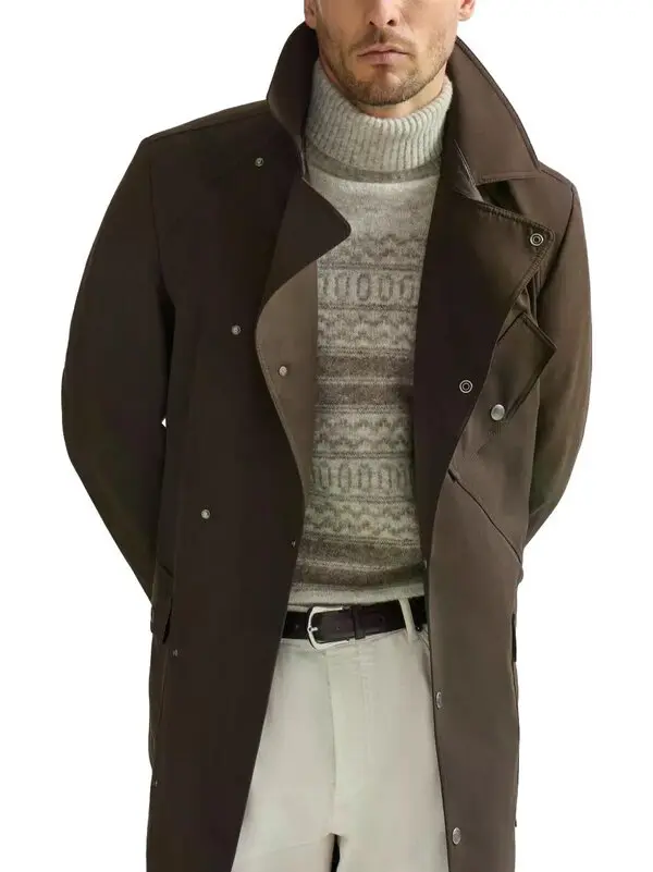 Brunello Cucinelli Water-resistant Microfiber Trench With Nappa Leather Inserts - Brown