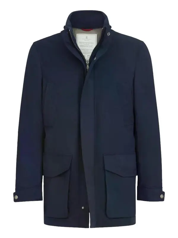 Brunello Cucinelli Water-resistant Microfiber Parka With Packable Hood - Blue