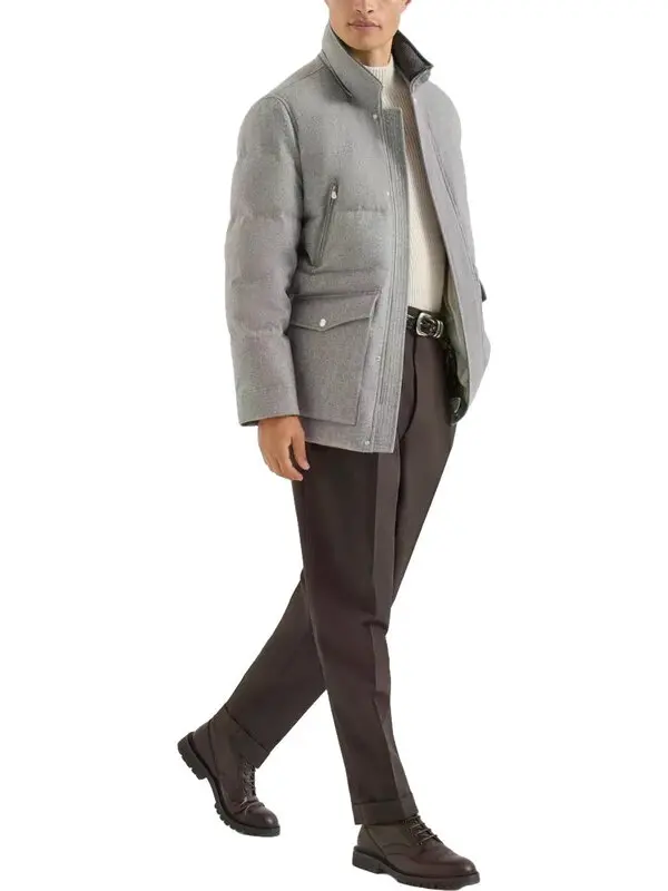 Brunello Cucinelli Padded Hooded Coat - Grey