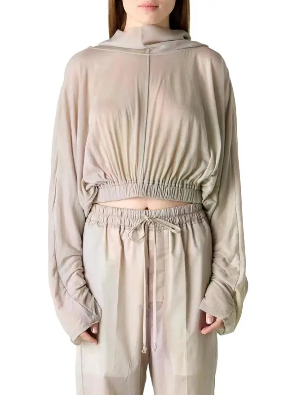 Rick Owens Cropped Hooded Top - Neutrals