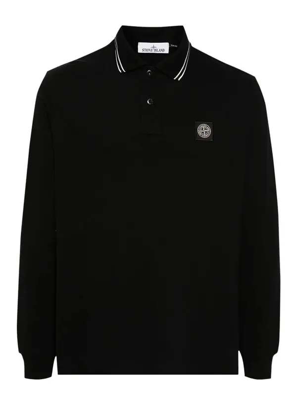 Stone Island Long Sleeve Polo Shirt - Black