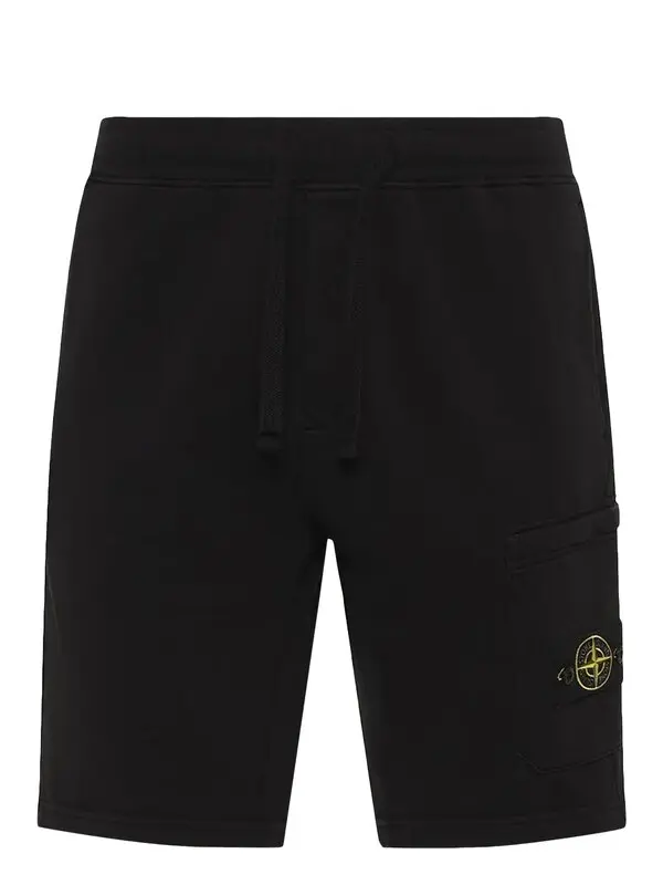 Stone Island Logo Detail Cargo Shorts - Black