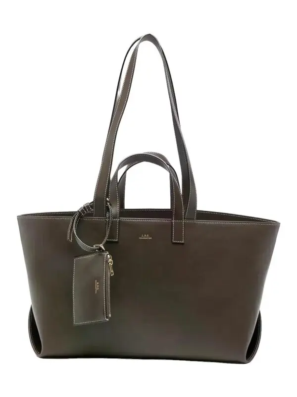 A.p.c. Contrast-stitching Leather Tote Bag - Brown