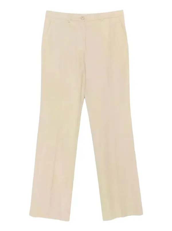 Miu Miu Beige Pressed Crease Button-fastening Trousers - Neutrals