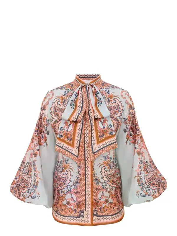 Zimmermann Aster Tie-neck Blouse - Blue