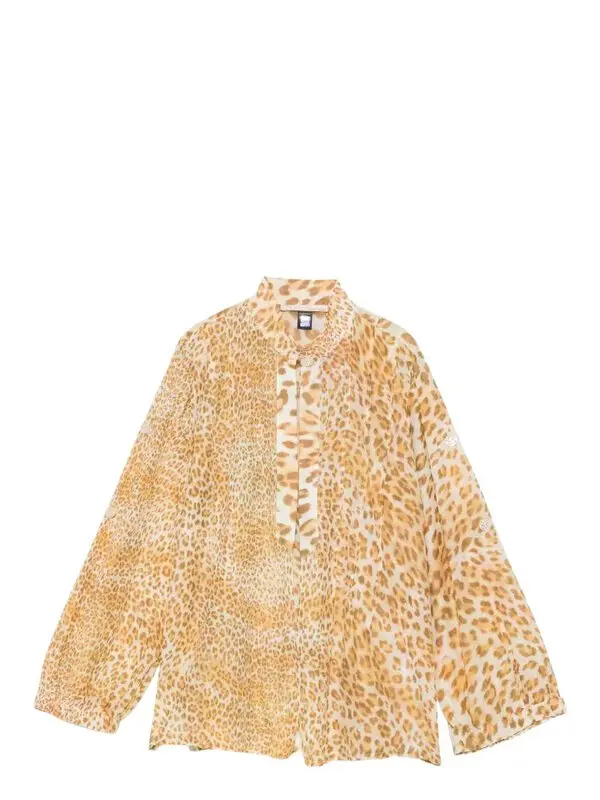 Roberto Cavalli 2000s Leopard-print Pleated Blouse - Neutrals