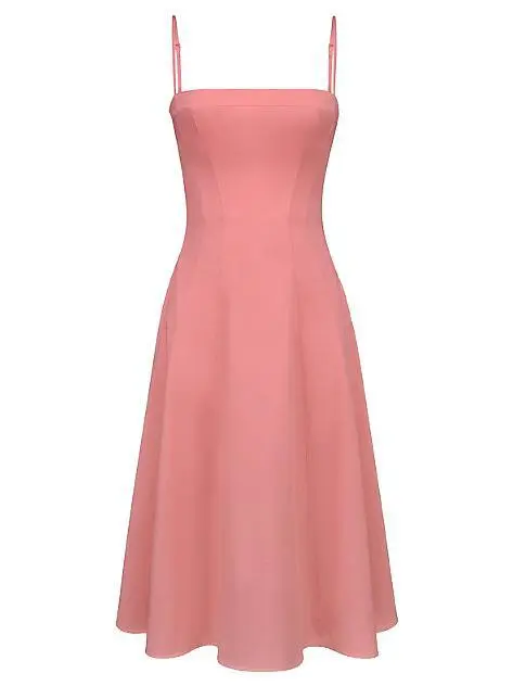 House Of Cb Dolly Square-neck Stretch-cotton Midi Dress - Raspberry