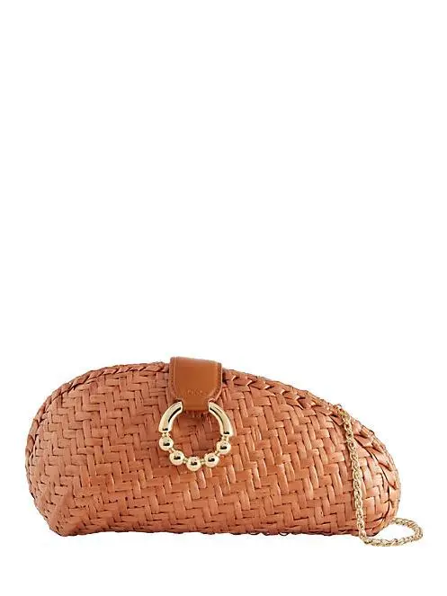 Rodo Willow Chain Strap Woven Clutch Bag - Tan