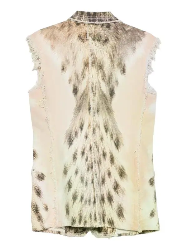 Roberto Cavalli 2000s Animal-print Frayed Jacket - Neutrals