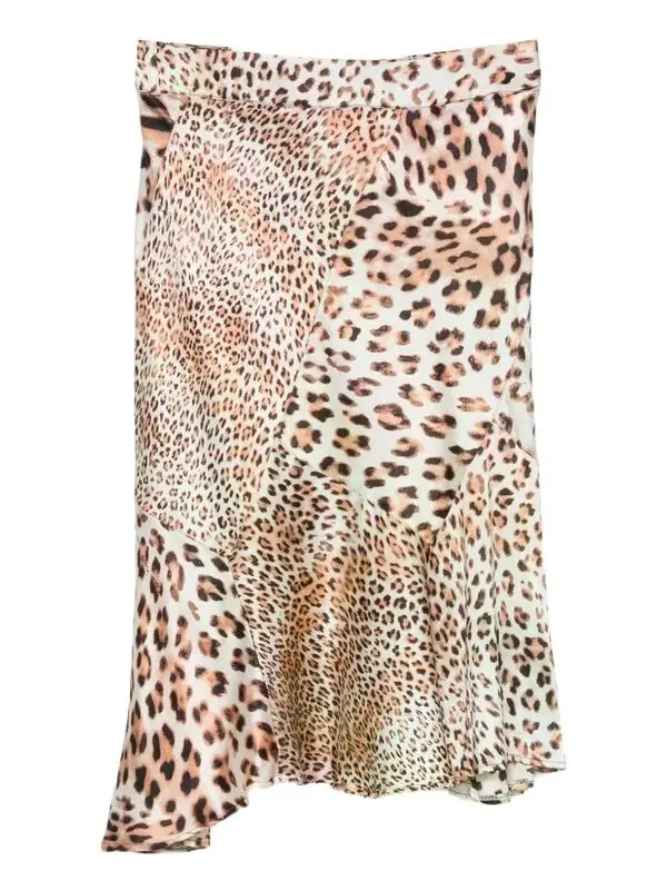 Roberto Cavalli 2000s Leopard-print Ruffled Skirt - Neutrals