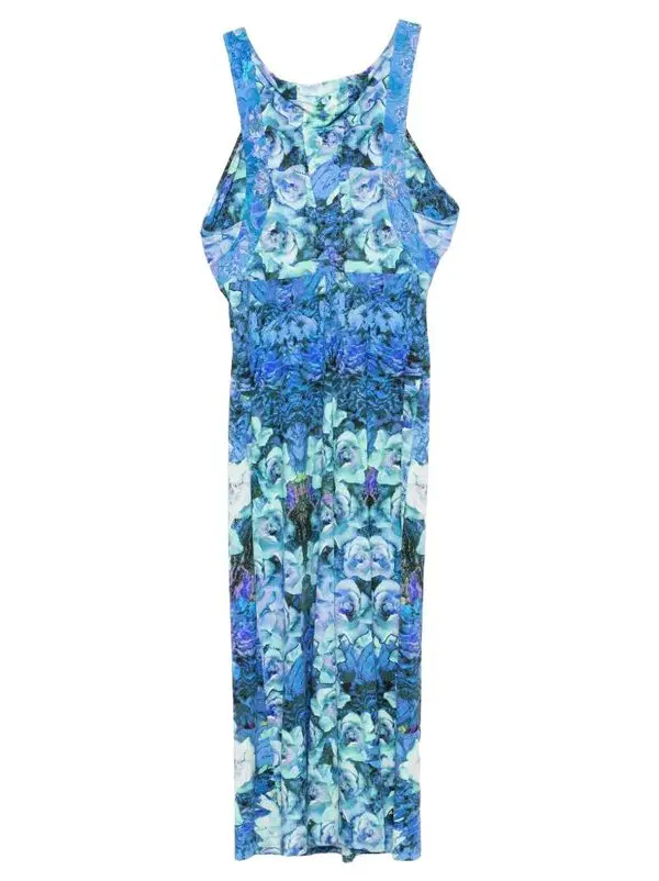 Roberto Cavalli 2000s Floral Maxi Dress - Blue