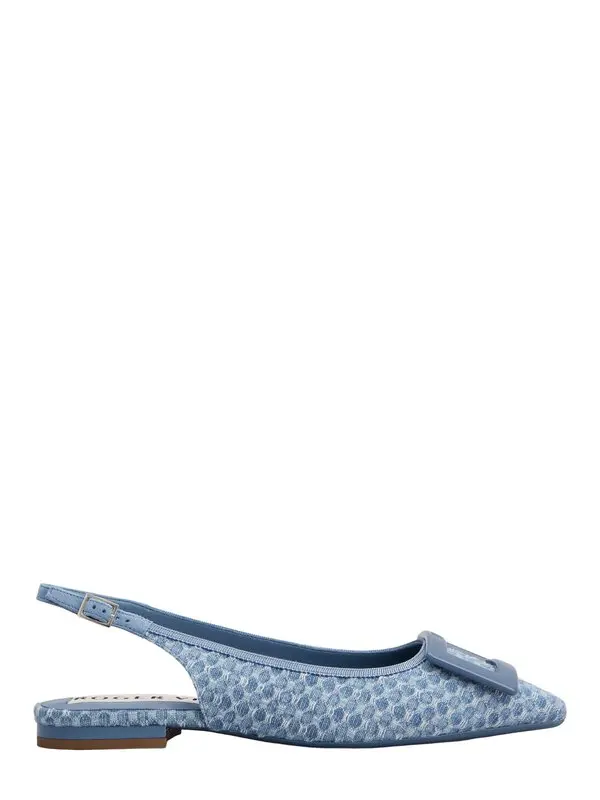 ROGER VIVIER Gommettine Slingback Ballerinas In Jacquard Denim - Light Blue
