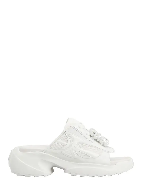 ROGER VIVIER Viv' On The Run Mules In Leather And Fabric - White