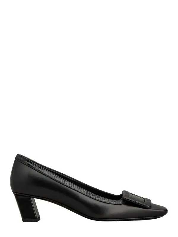 ROGER VIVIER Belle Vivier Leather Pumps With Reptile Print Inserts - Black