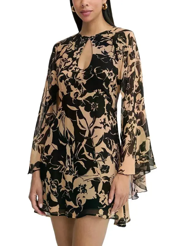 SIMONA CORSELLINI Beige Floral Print Open-back Dress - Neutrals